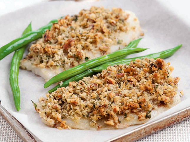 Baked Cashew and Herb-Crusted Fish Fillet