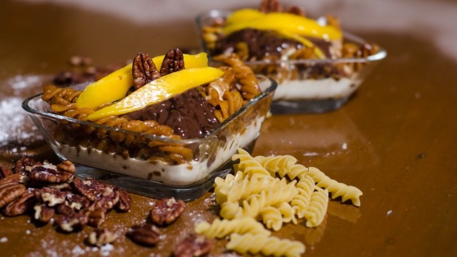 Fusilli Topped With Chocolate Pecan Sauce | Yummy.ph