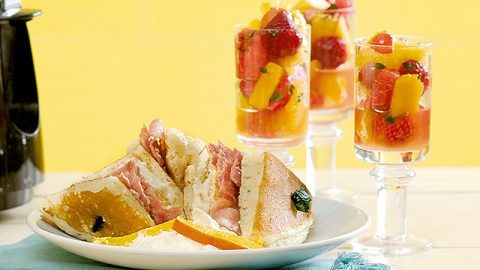 Pancake Club Sandwich with Fruits Recipe