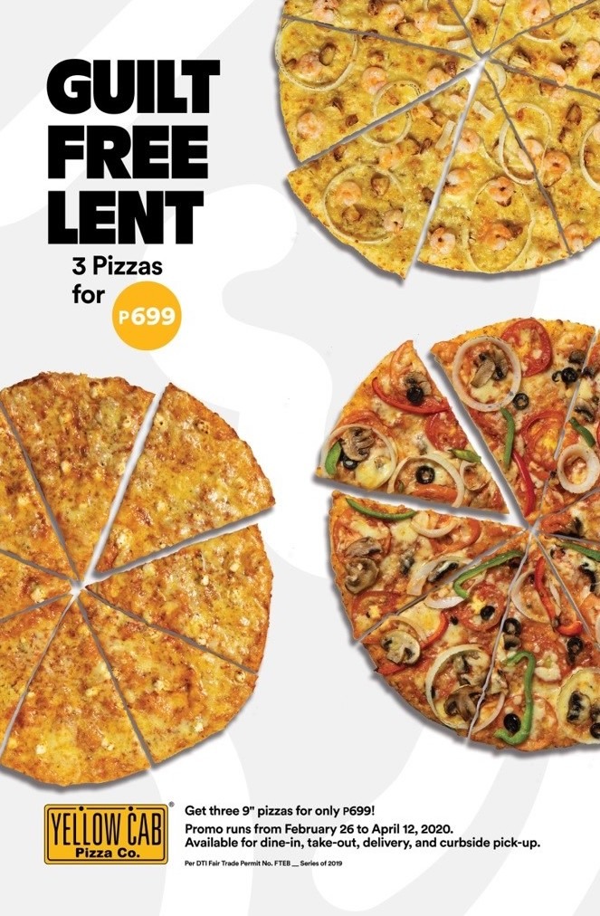 Yellow Cab's Guilt-Free Lent Promo Offers Three Meatless Pizzas For P699