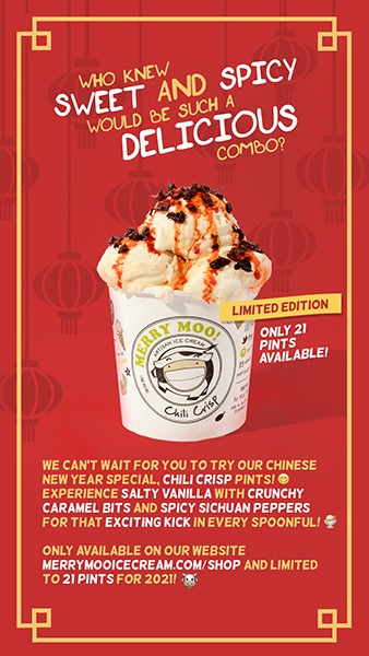 Merry Moo's Limited Edition Chili Crisp Ice Cream