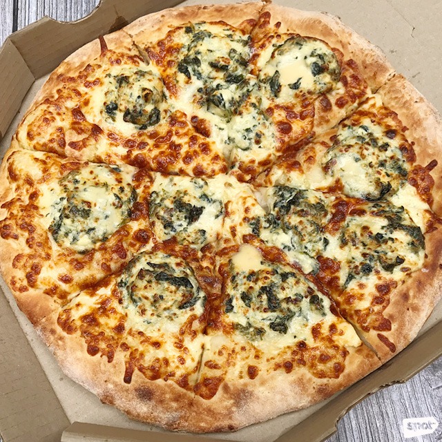 Angel's Pizza Creamy Spinach Dip Pizza