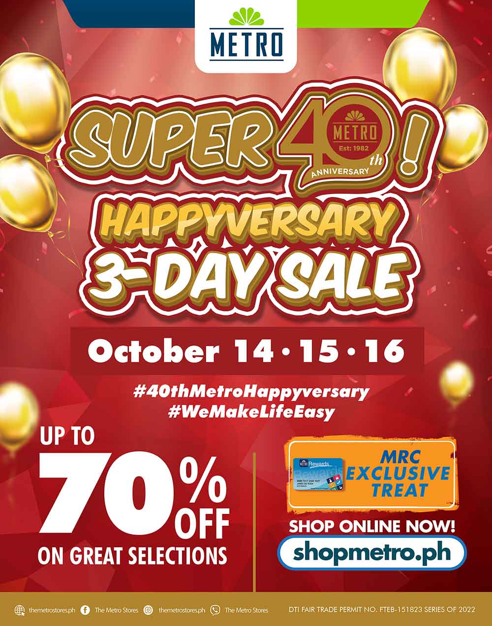The Metro Stores 40th Anniversary Sale