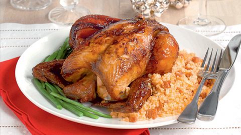Roasted Spring Chicken With Chorizo Rice Stuffing Recipe | Yummy.ph