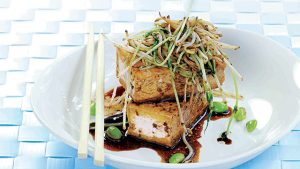 Tofu with Pea Shoots, Bean Sprouts, and Edamame Recipe